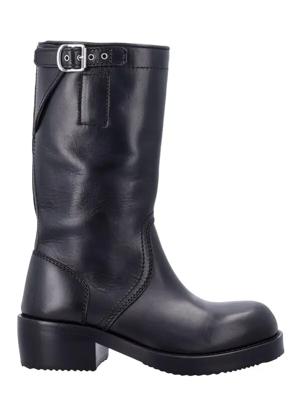 Dries Van Noten Leather Buckle Ankle Boots - Nero