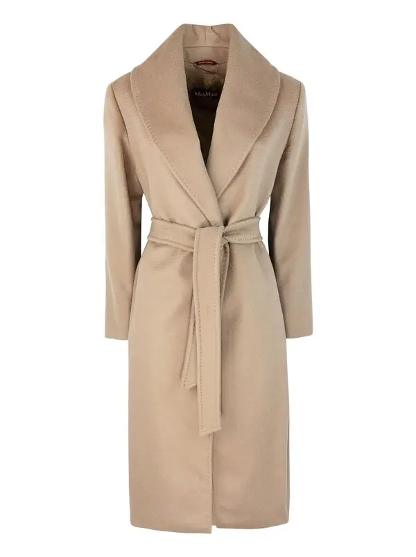 Max Mara Long Wrap Coat With Belt - Beige
