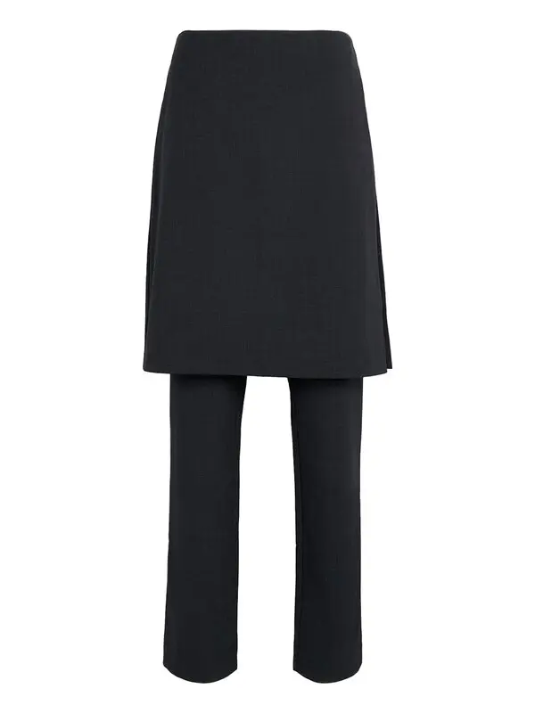 ST. AGNI Wool-blend Sarong-detail Trousers - Black