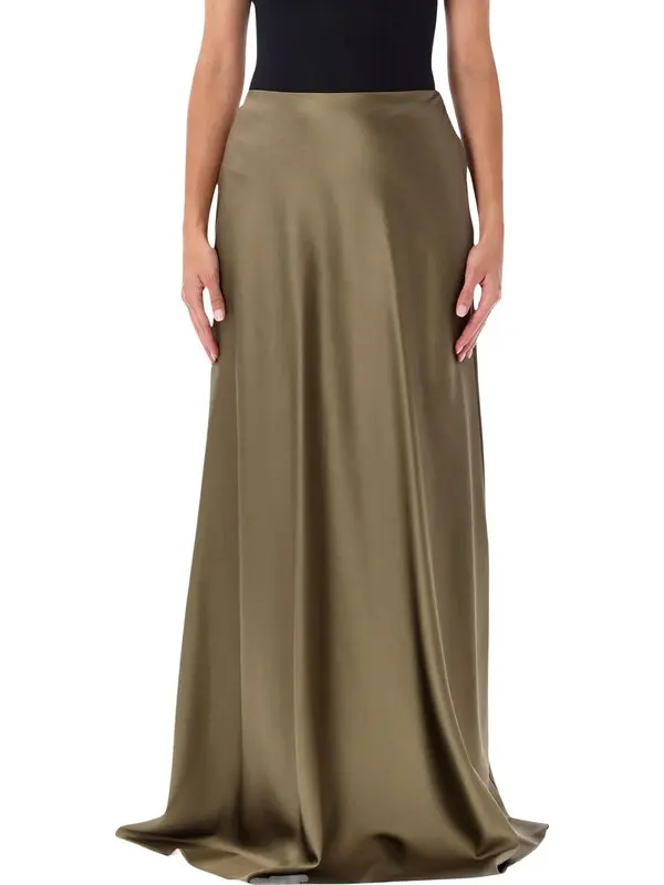 Ralph Lauren Masina Flared Maxi Skirt With Lustrous Finish - Porcini