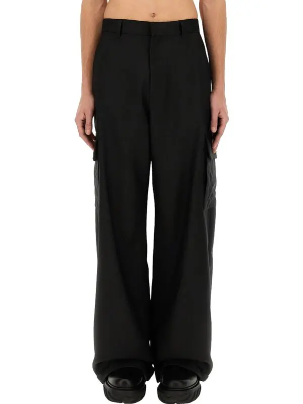 Off-White Ow Embroidered Drill Cotton Cargo Pants - Black