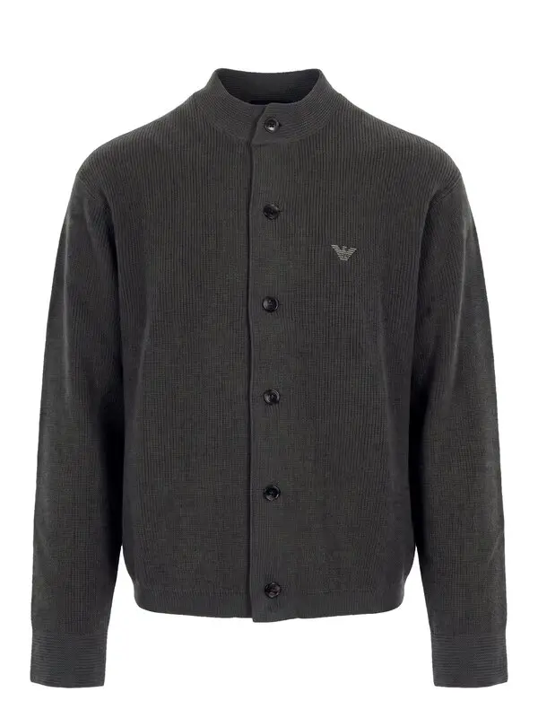 Emporio Armani S Stand-collar Knit Cardigan - Pavement