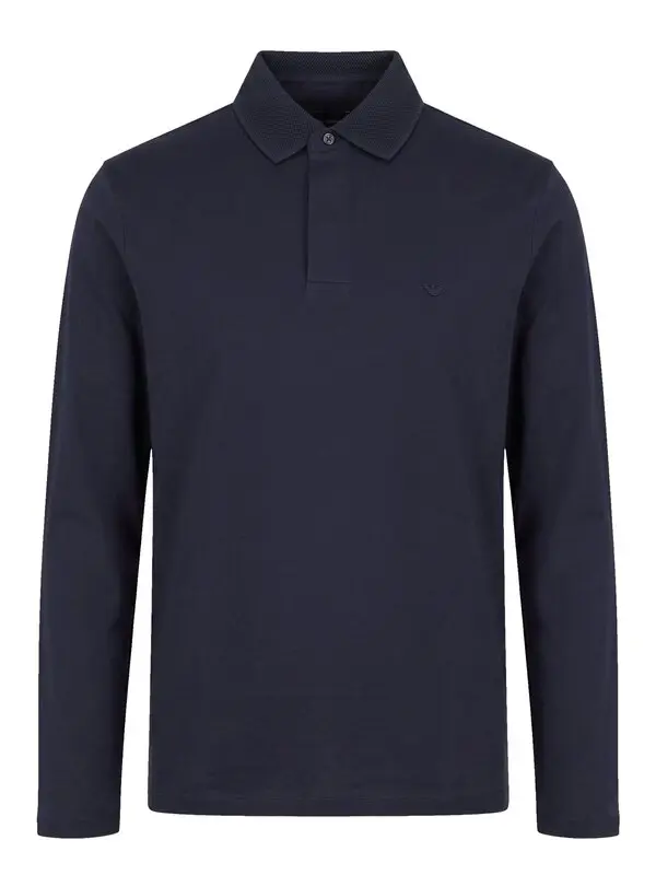 Emporio Armani Long Sleeve Polo Shirt - Blue Navy