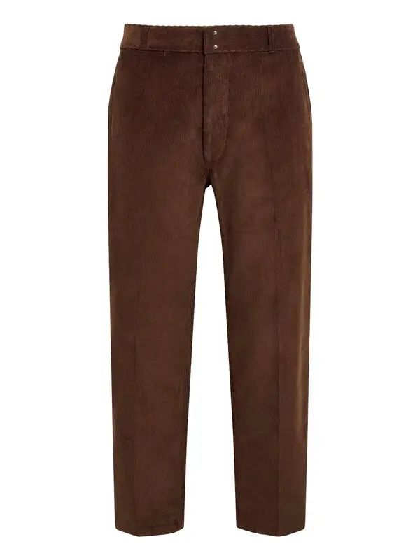 AMI Paris Cotton Corduroy Straight Trousers - Brown