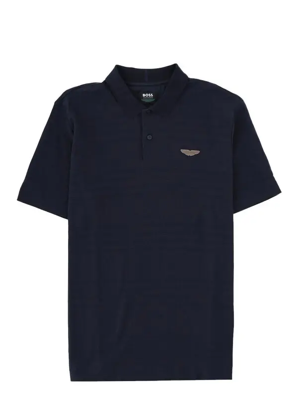BOSS Short Sleeve Textured Polo Shirt - Blue