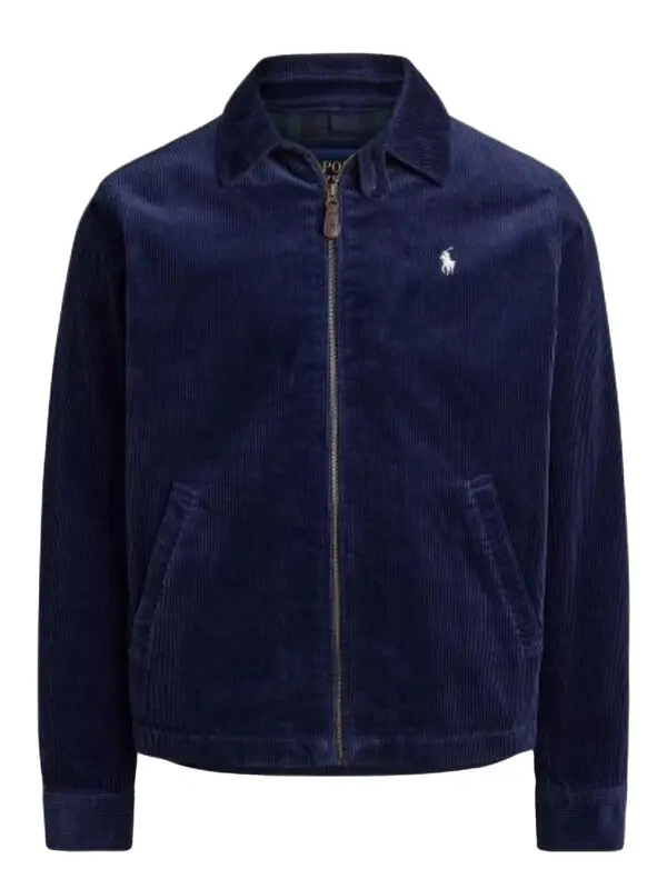 Ralph Lauren Cotton Coat With Silk Lining And Calfskin Trim - Navy