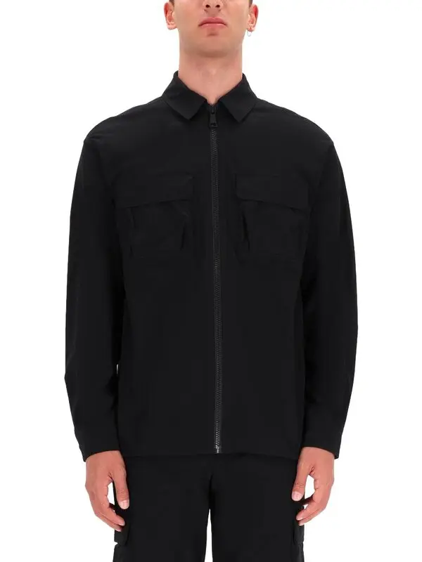 Versace Zip Front Cargo Shirt Jacket - Black