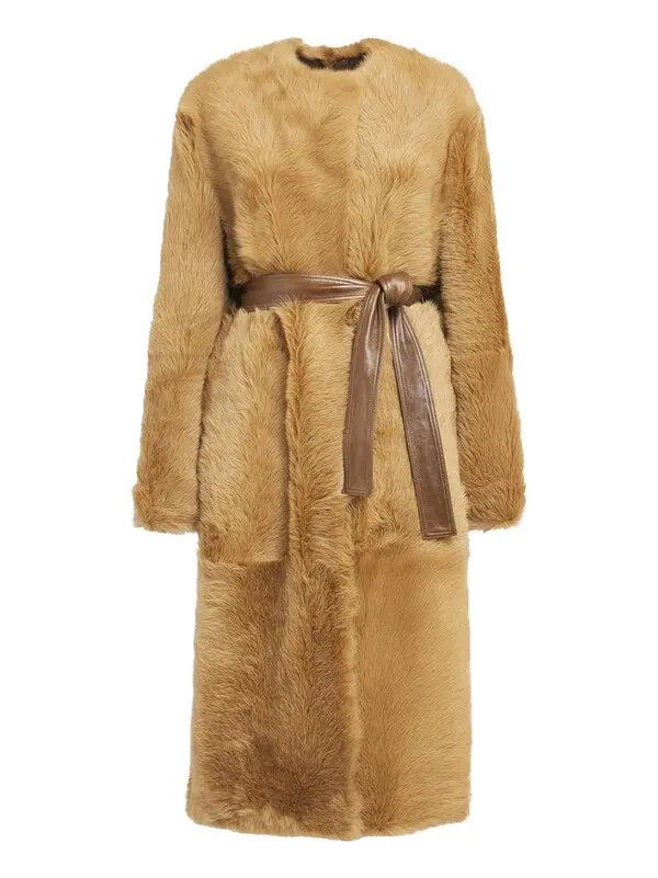 FFORME Reversible Camel Shearling-leather Coat - Brown