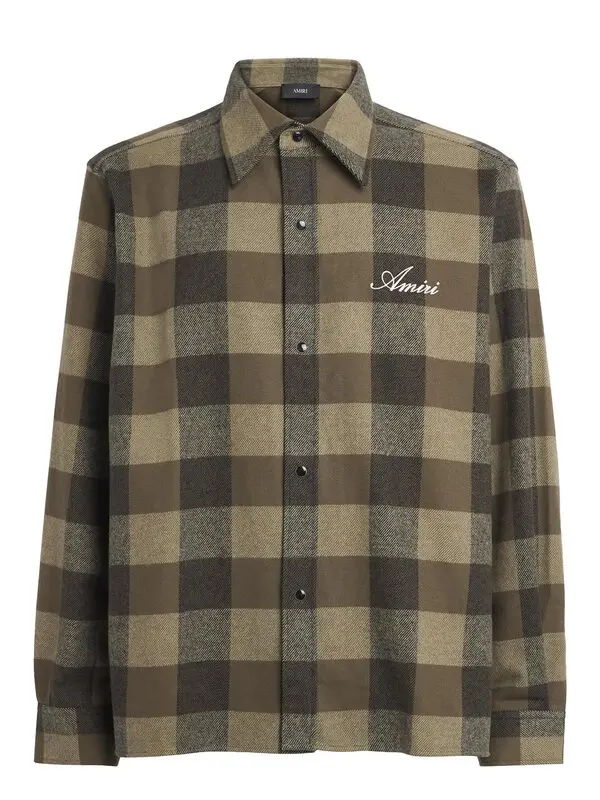 Amiri Cotton Flannel Check Shirt - Green