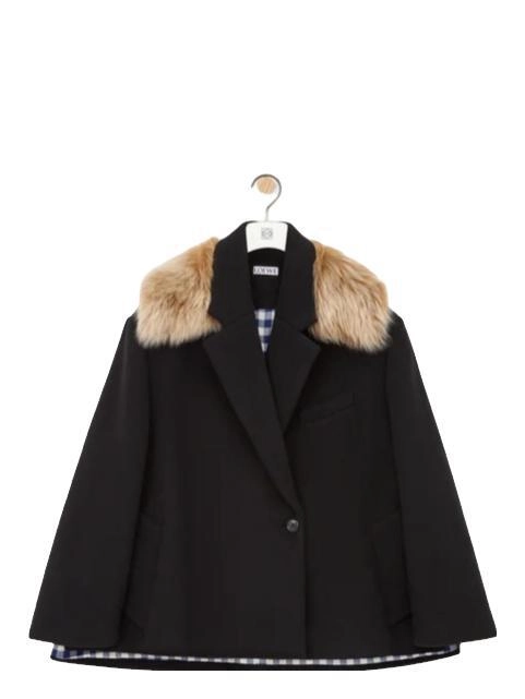 Loewe Short Coat In Wool And Cashmere - Black