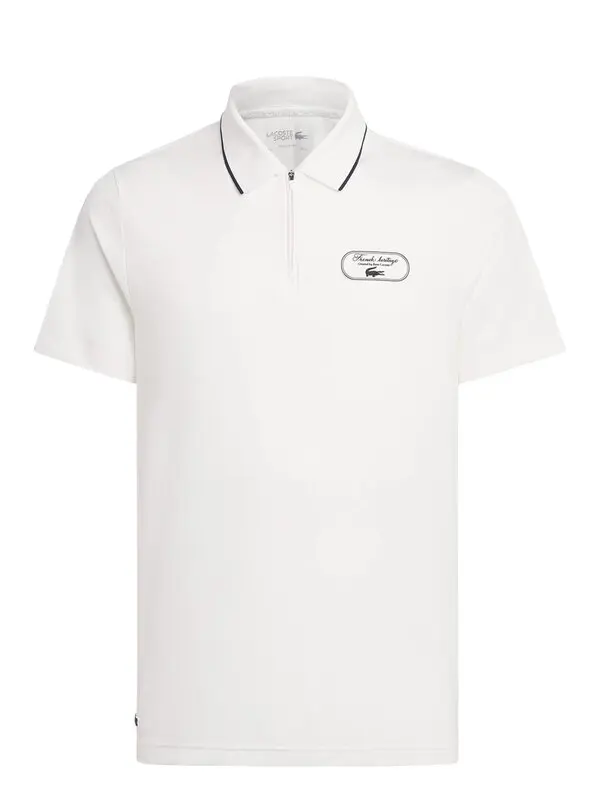 Lacoste Tennis Heritage Ultra-dry Zip-up Polo Shirt - White