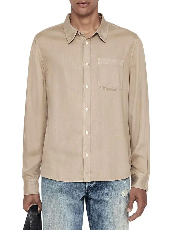 ALLSAINTS Ward Long Sleeve Shirt - Mortar Brown