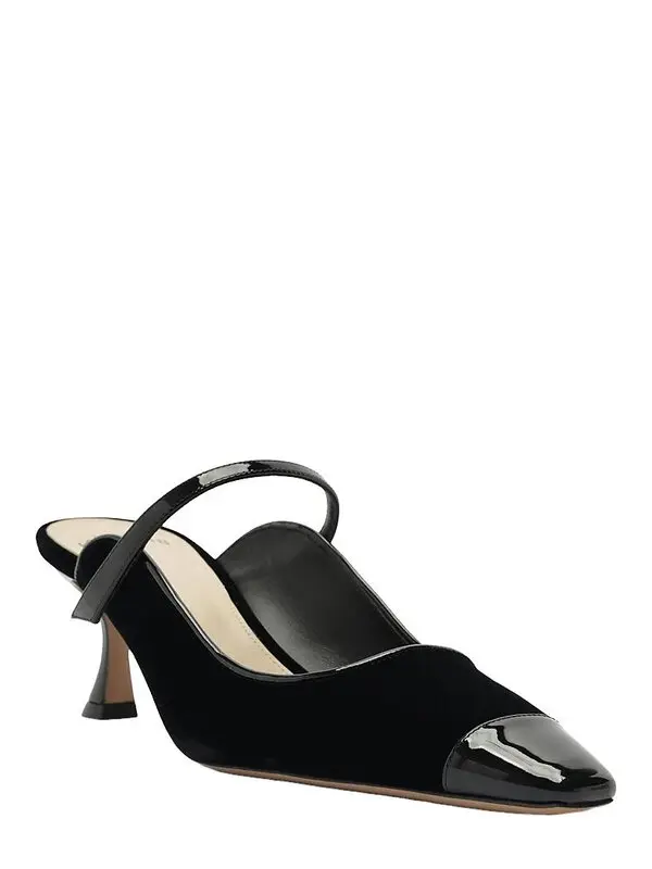 ALEXANDRE BIRMAN Tita Wave 60 Velvet & Patent Leather Mules - Black