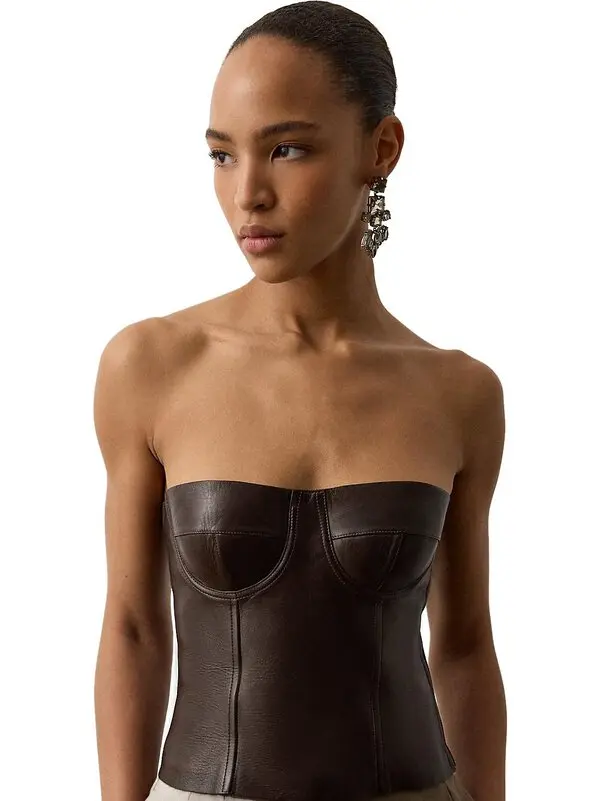 Ralph Lauren Carolin Lambskin Bustier - Chocolate