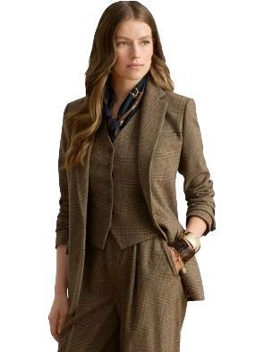 Ralph Lauren Glen Plaid Wool Twill Blazer - Brown/tan Multi