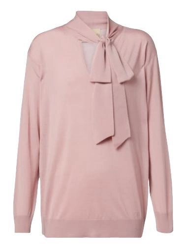 Valentino Garavani Tie-neck Oversized Wool Sweater - Nude