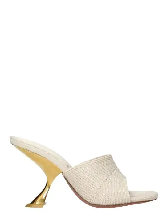 Amina Muaddi Woven Heel Sandals - Nude