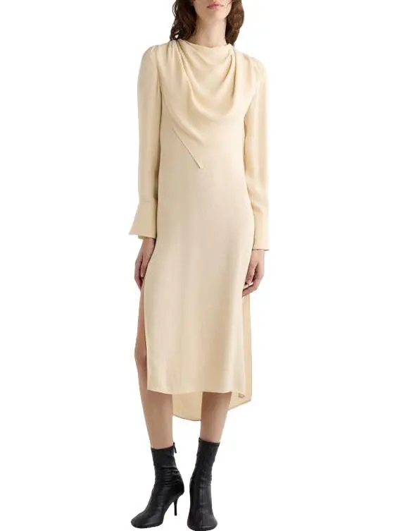Acne Studios Dunica Washed Viscose Georgette Midi Dress - Sand Beige