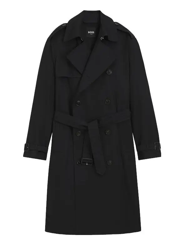 BOSS Jared Double Breasted Trench Coat - Black
