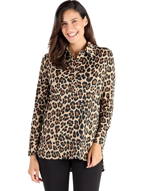 Jude Connally Hadley Top Brushed Jude Cloth - Large Leopard Brown Camel