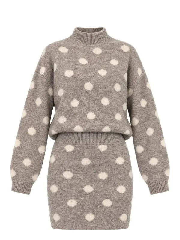 GIRL IN MIND Immie Polka Knit Mini Skirt Marl - Grey