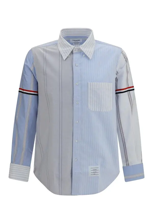 Thom Browne Funmix Striped Oxford Shirt - Light Blue