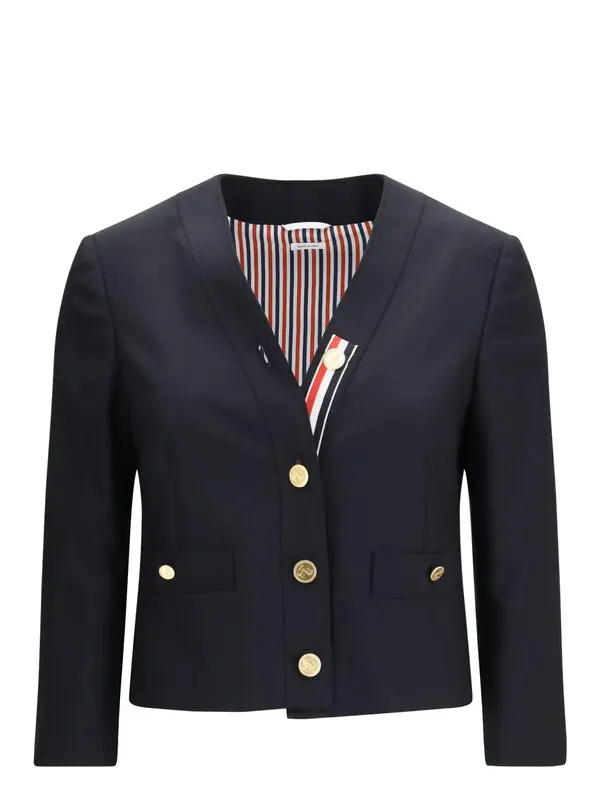 Thom Browne Hopsack Cardigan Jacket - Blue