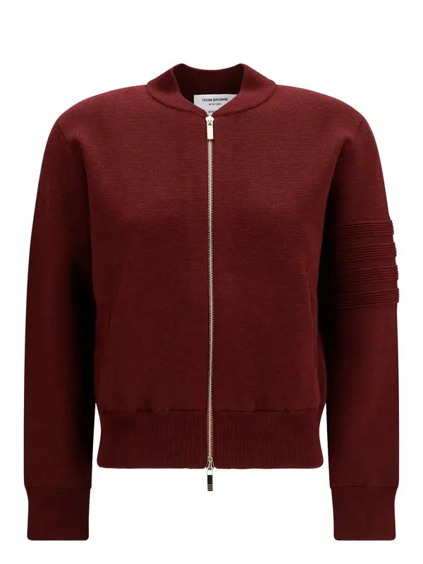 Thom Browne Ottoman Milano Stitch 4-bar Bomber Jacket - Bordeaux