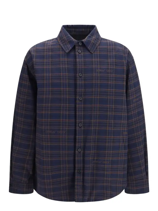 Off-White Oversized Padded Flannel Shirt - Blue