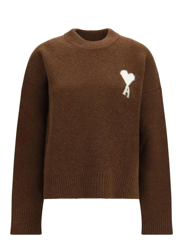 AMI Paris De Coeur Sweater Femae - Brown