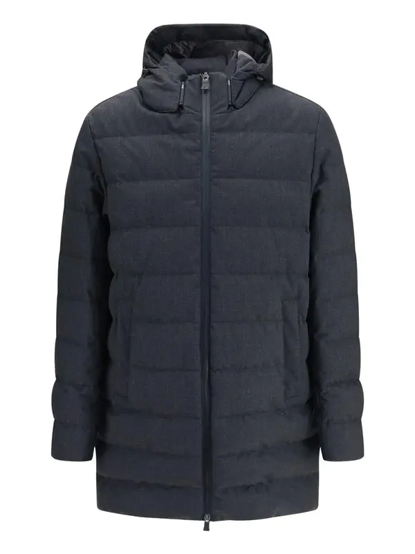 Herno Long Padded Hooded Jacket - Grey