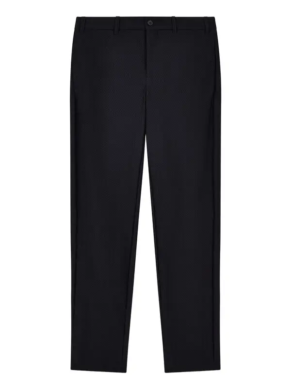 Giorgio Armani Flat Front Trousers In A Technical Gaufré Honeycomb Fabric - Black