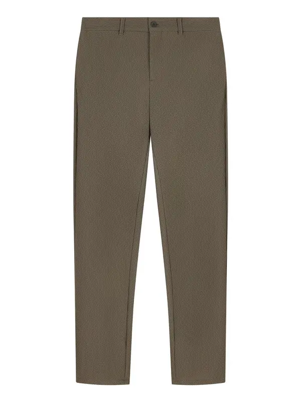 Giorgio Armani Flat Front Trousers In A Technical Gaufré Honeycomb Fabric - Brown