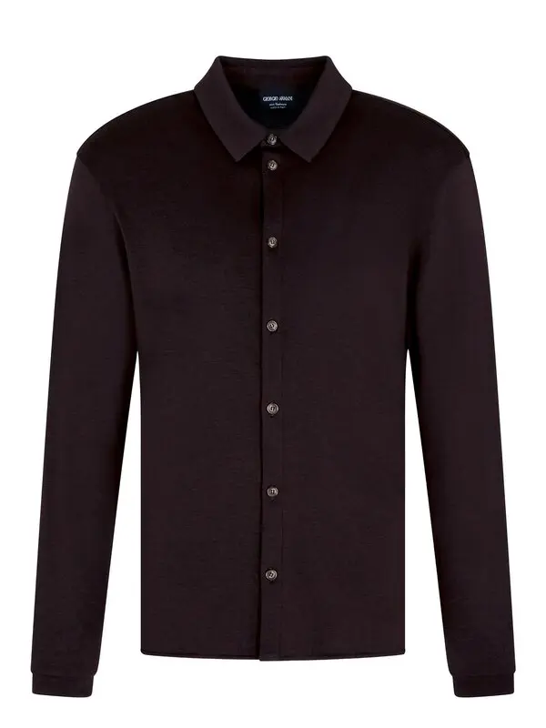 Giorgio Armani Shirt Cashmere Interlock Jersey Regular Fit - Brown