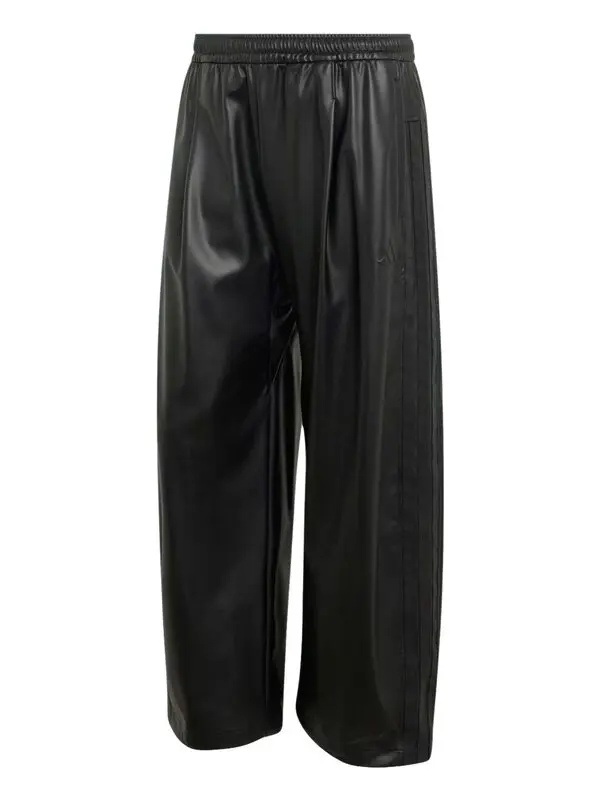 Adidas Stadium Oversized Fit Fake Leather Full Length Open Hem Pants Asia Sizing - Black