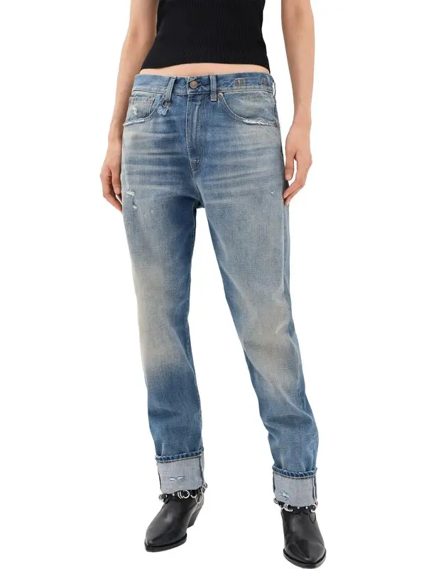 R13 Cuffed Bf Jeans - Hackney Blue