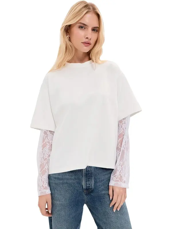 LE BOP Lucy Double Lace Tee - White
