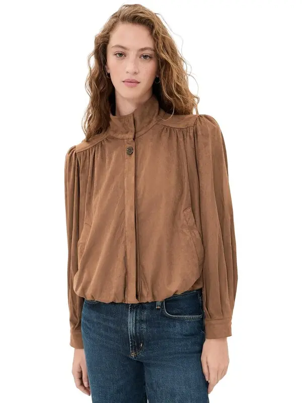 Astr The Label Estero Faux Suede Jacket - Coffee