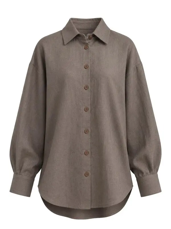 IDYLLO Brown / Black Linen Shirt Brown - Brown/black