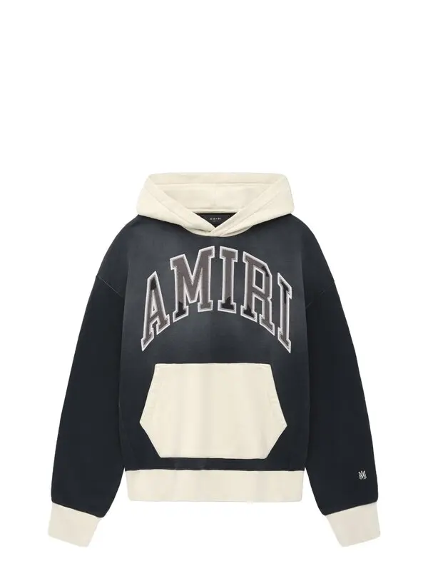 Amiri Logo Embroidered Tow-tone Hoodie - Black