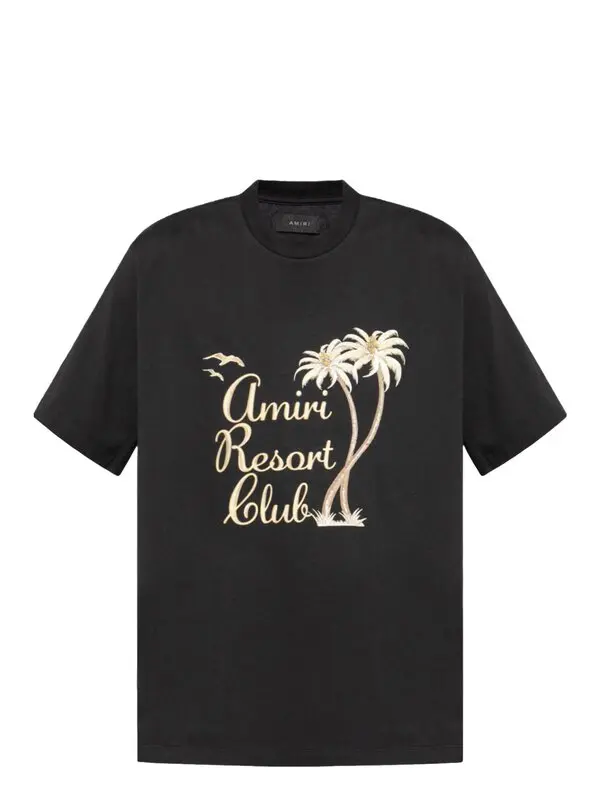 Amiri Palm Tree Printed Crewneck T-shirt - Black