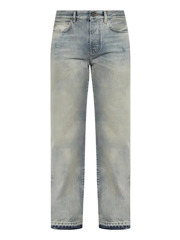 Amiri Vintage Effect Distressed Straight-leg Jeans - Gray