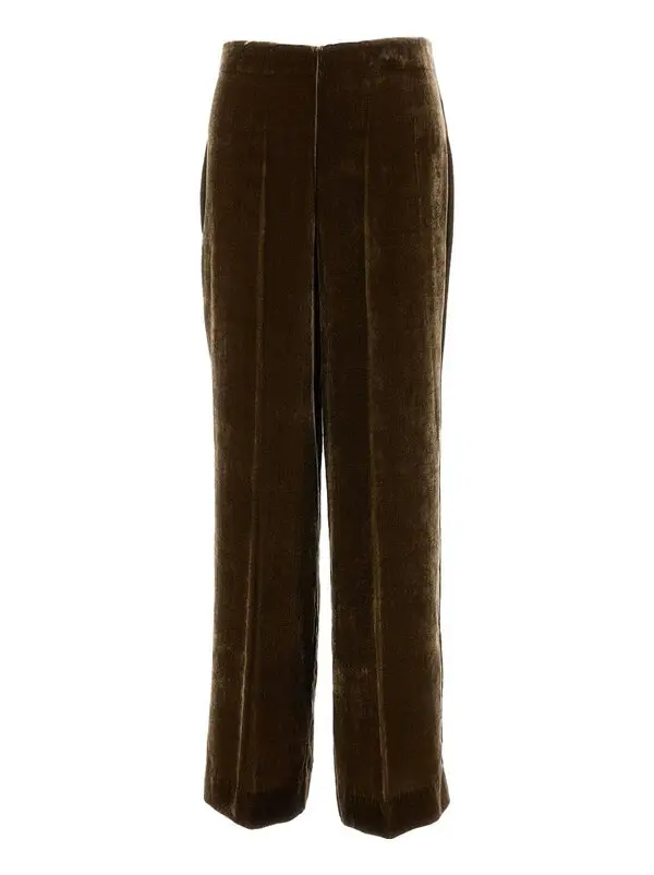 PAROSH Pantaloni Velluto Di Viscosa E Seta - Marrone