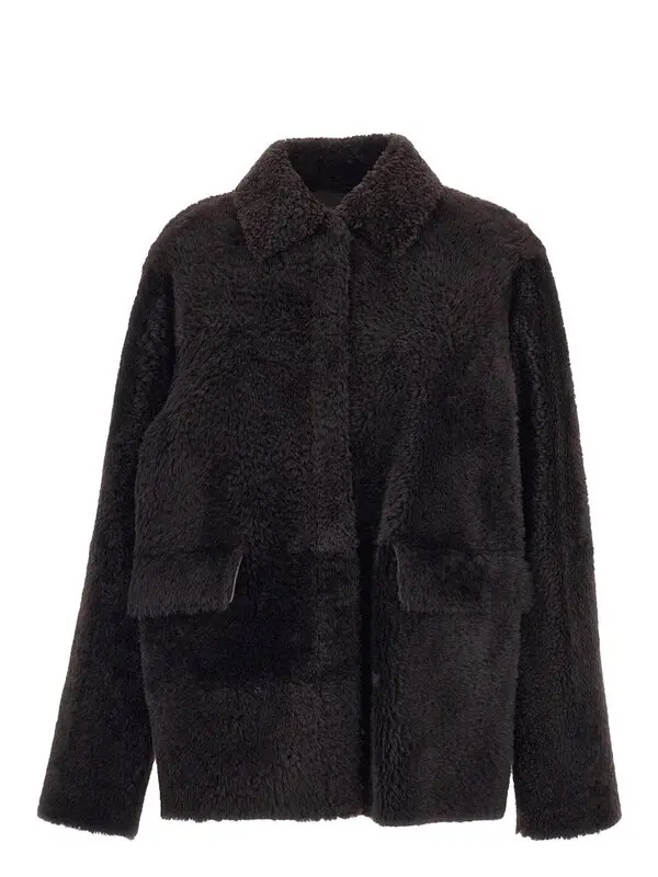 DESA 1972 Giacca Boxy Reversibile In Shearling - Marrone
