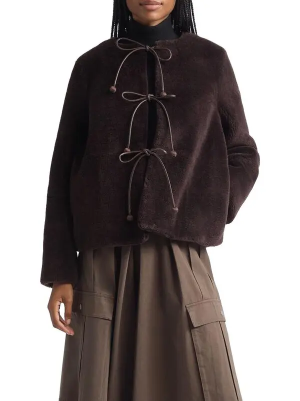 Sea Annie Genuine Shearling Coat - Brown
