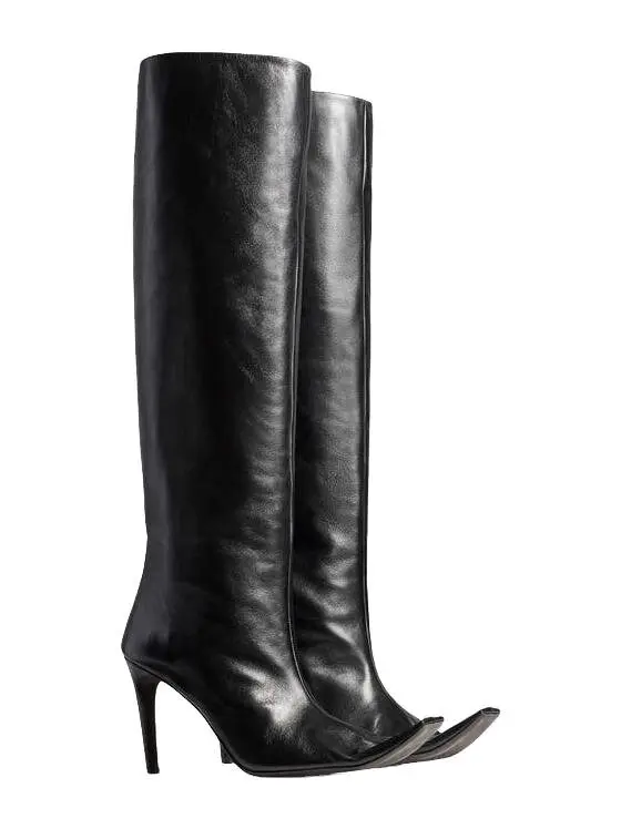 Khaite Marlene Square Toe Knee High Boot - Black