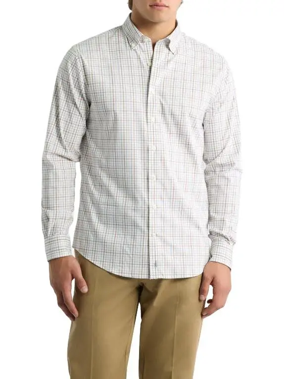 Johnnie-o Sandlewood Pane Long Sleeve Performance Button Down Shirt - White