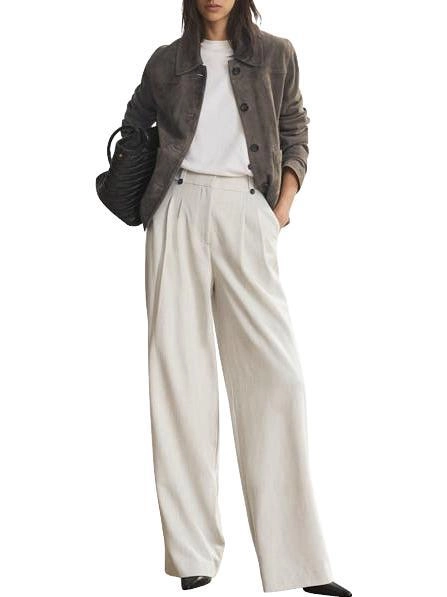 Mint Velvet Tailored Wide Trousers - Grey
