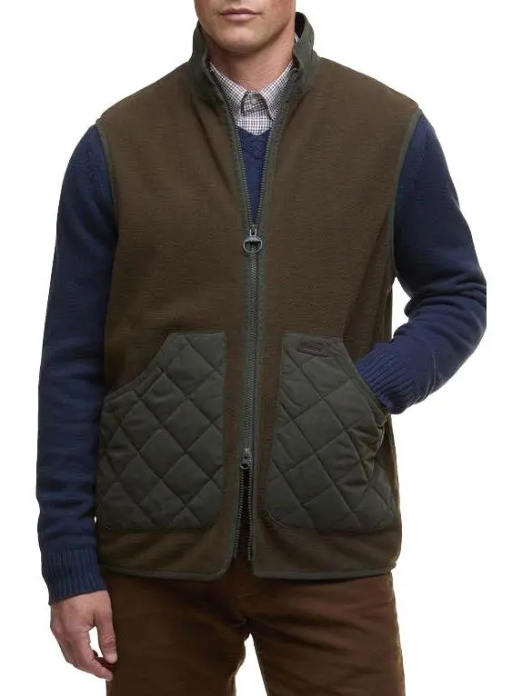 Barbour Lowich Fleece Quilted Vest - Olive