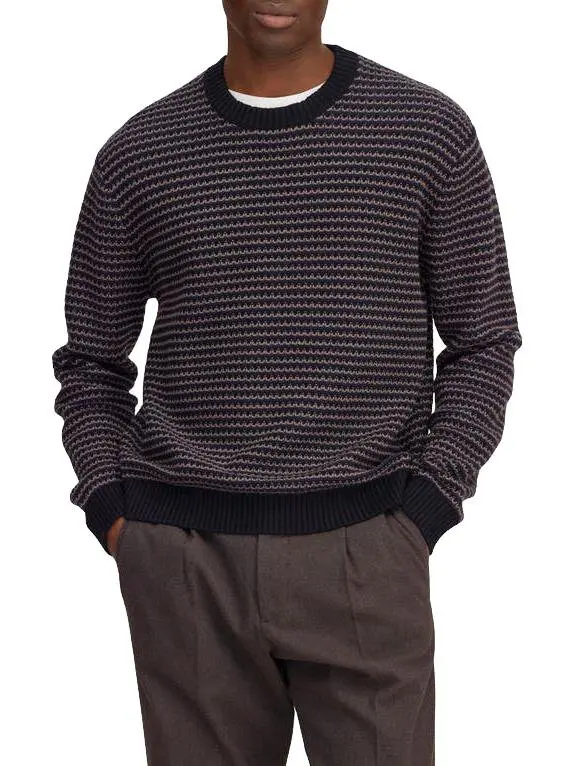 Nn07 Russel Stripe Organic Cotton & Wool Crewneck Sweater - Navy Multi